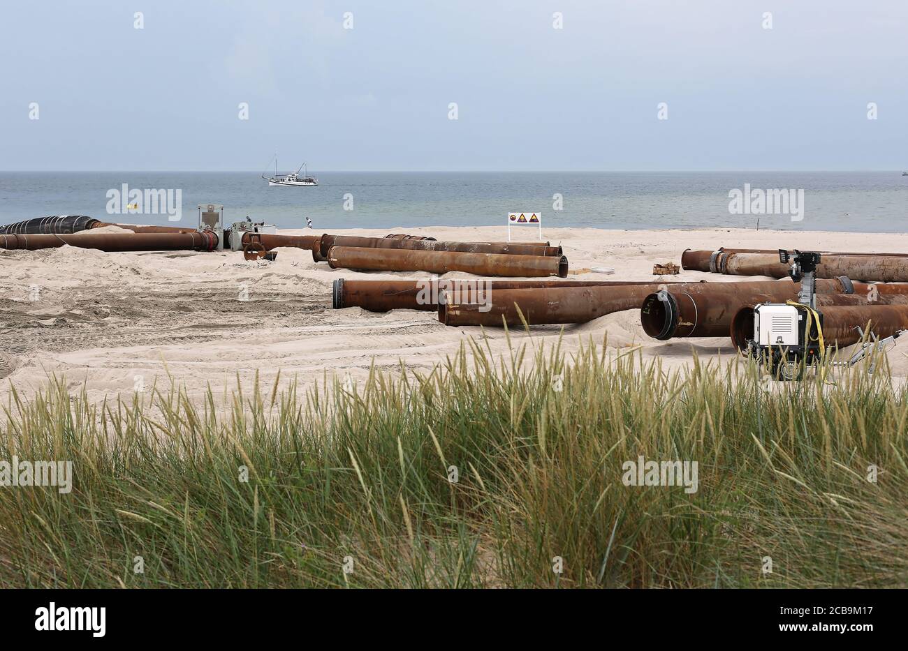 Pipeline tubes for sand replenishment. Bach nourishment to make wider ...