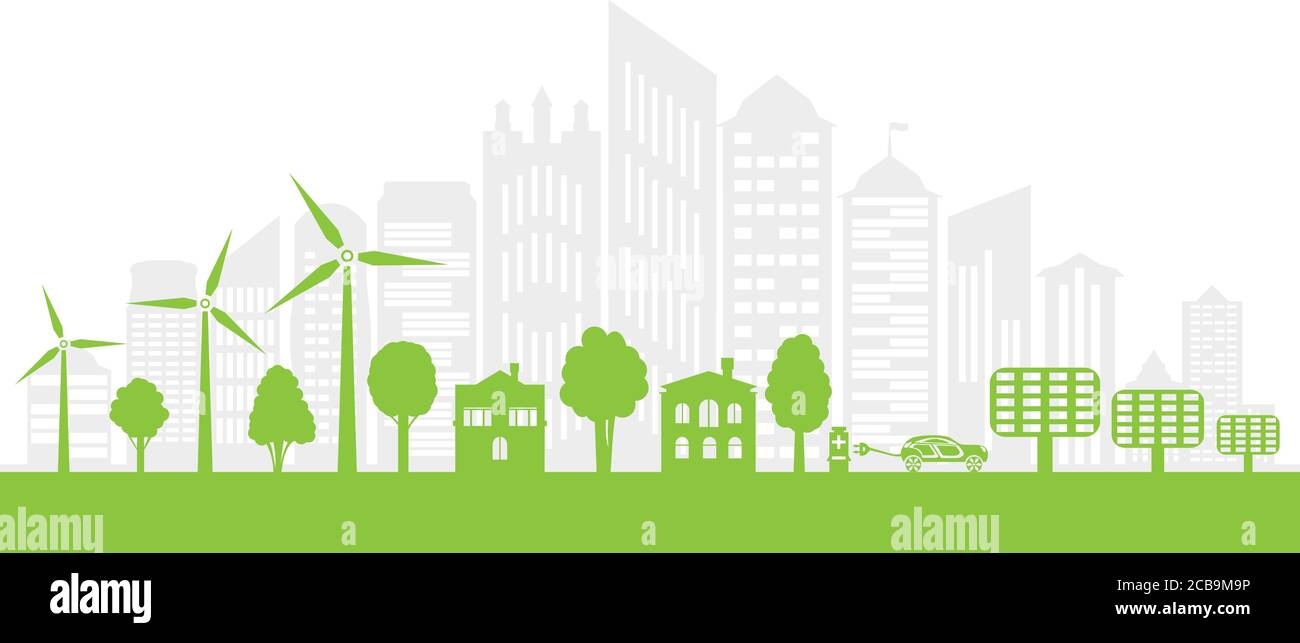 Ecological city and environment conservation. Green city concept ...