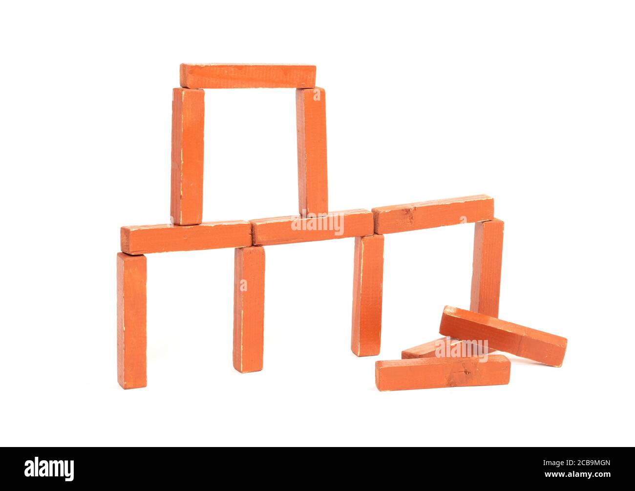 Vintage orange building blocks isolated on white background Stock Photo ...
