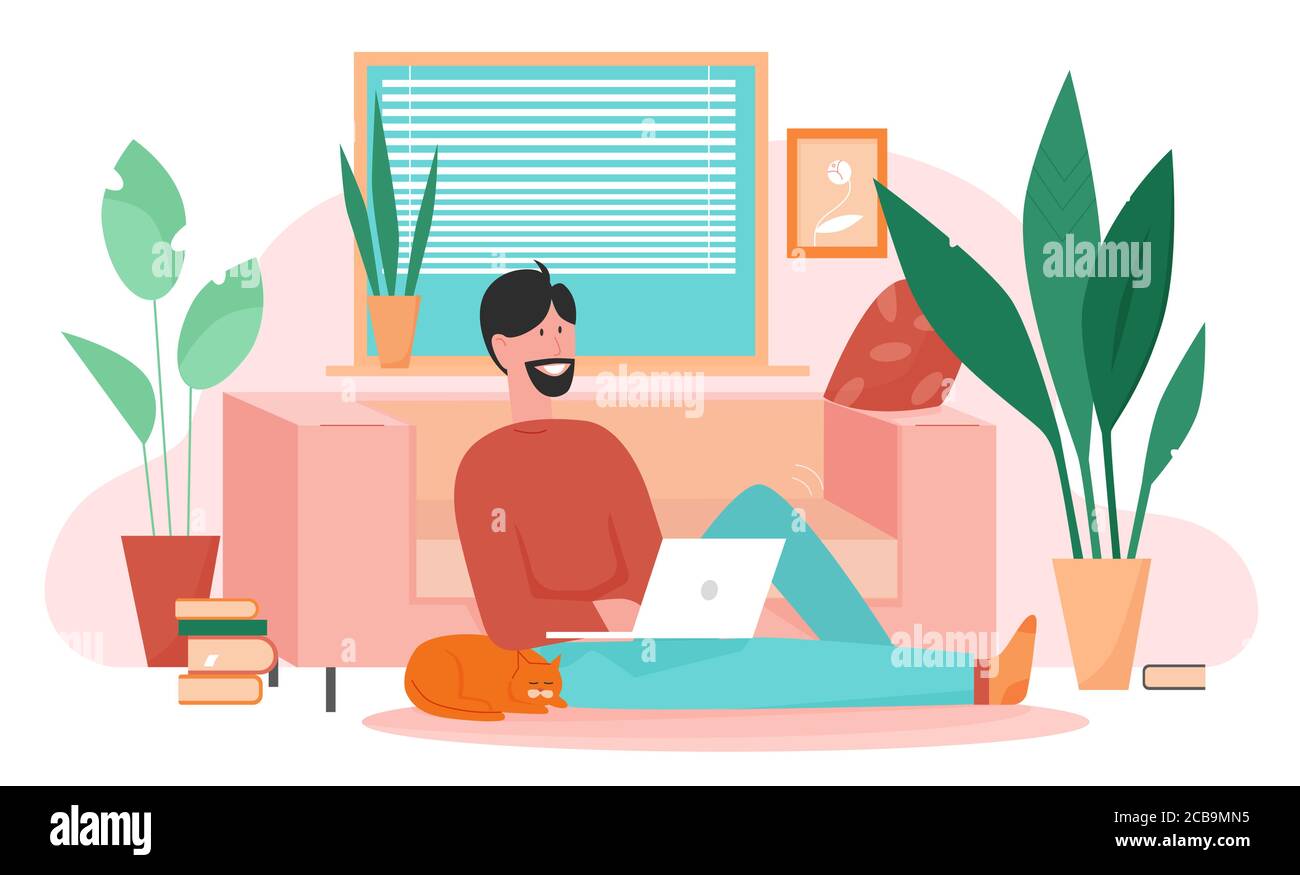 Man notebook laptop home Stock Vector Images - Alamy