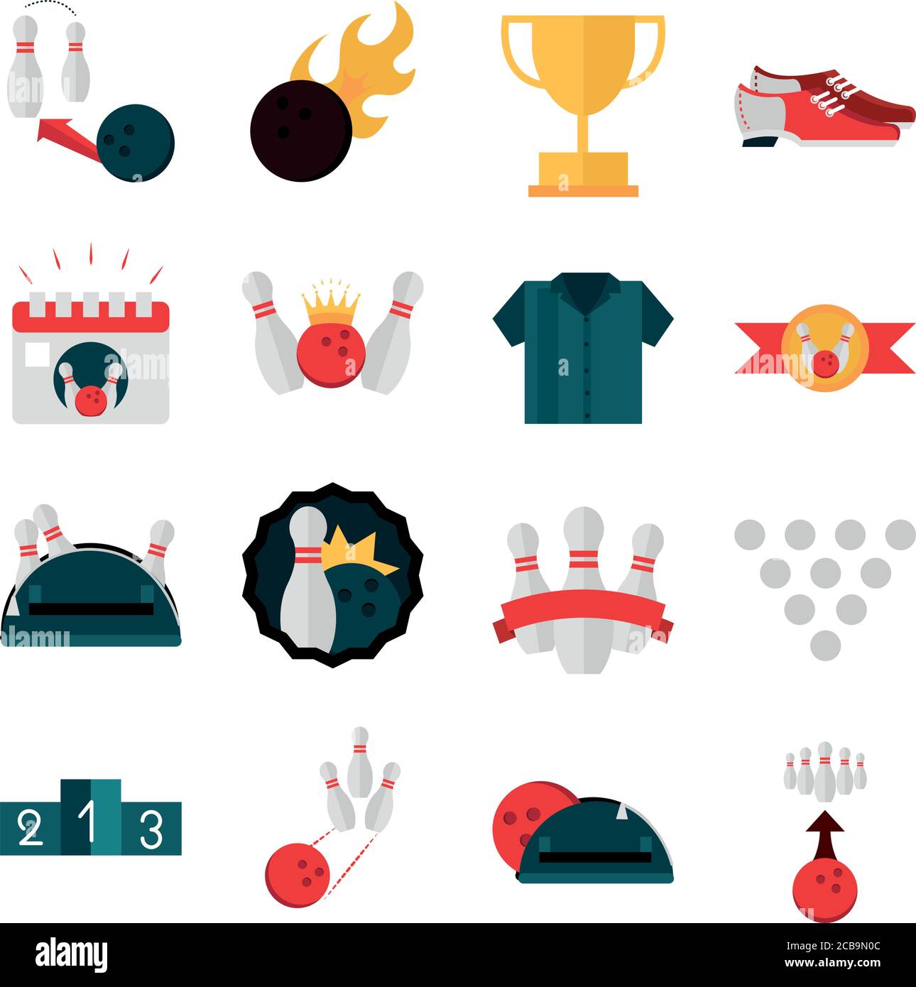 bowling game recreational sport ball trophy shirt machine podium flat ...