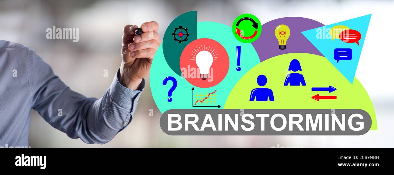 Man drawing a brainstorming concept Stock Photo - Alamy