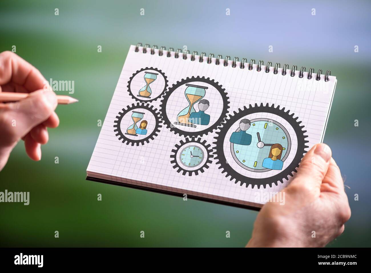 Hand drawing time management concept on a notepad Stock Photo - Alamy