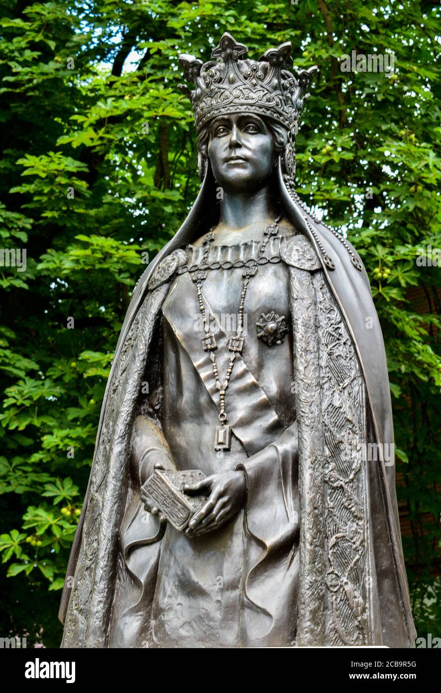 Buftea, Romania-19.07.2020, Marble bust statue of Queen Marie of ...