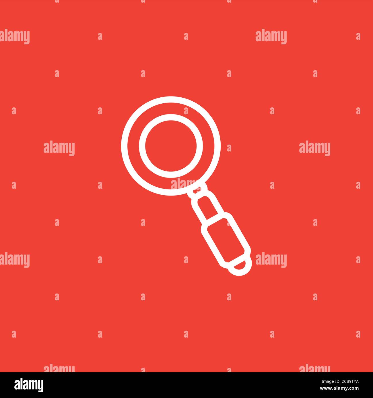 Magnifying Glass Line Icon On Red Background. Red Flat Style Vector ...