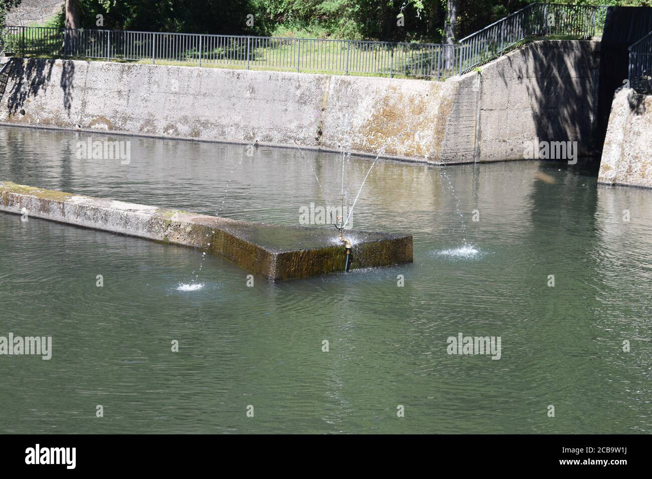 overflow of the reservoir Oleftalsperre, Hellenthal, Germany Stock ...