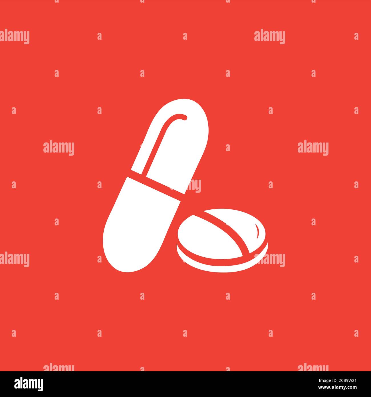 Medicine Icon On Red Background. Red Flat Style Vector Illustration ...