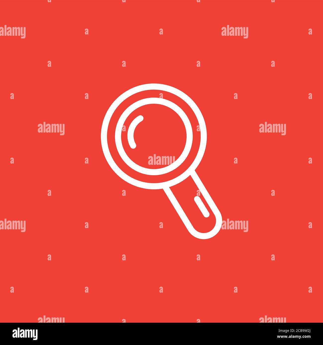 Magnifying Glass Line Icon On Red Background. Red Flat Style Vector ...