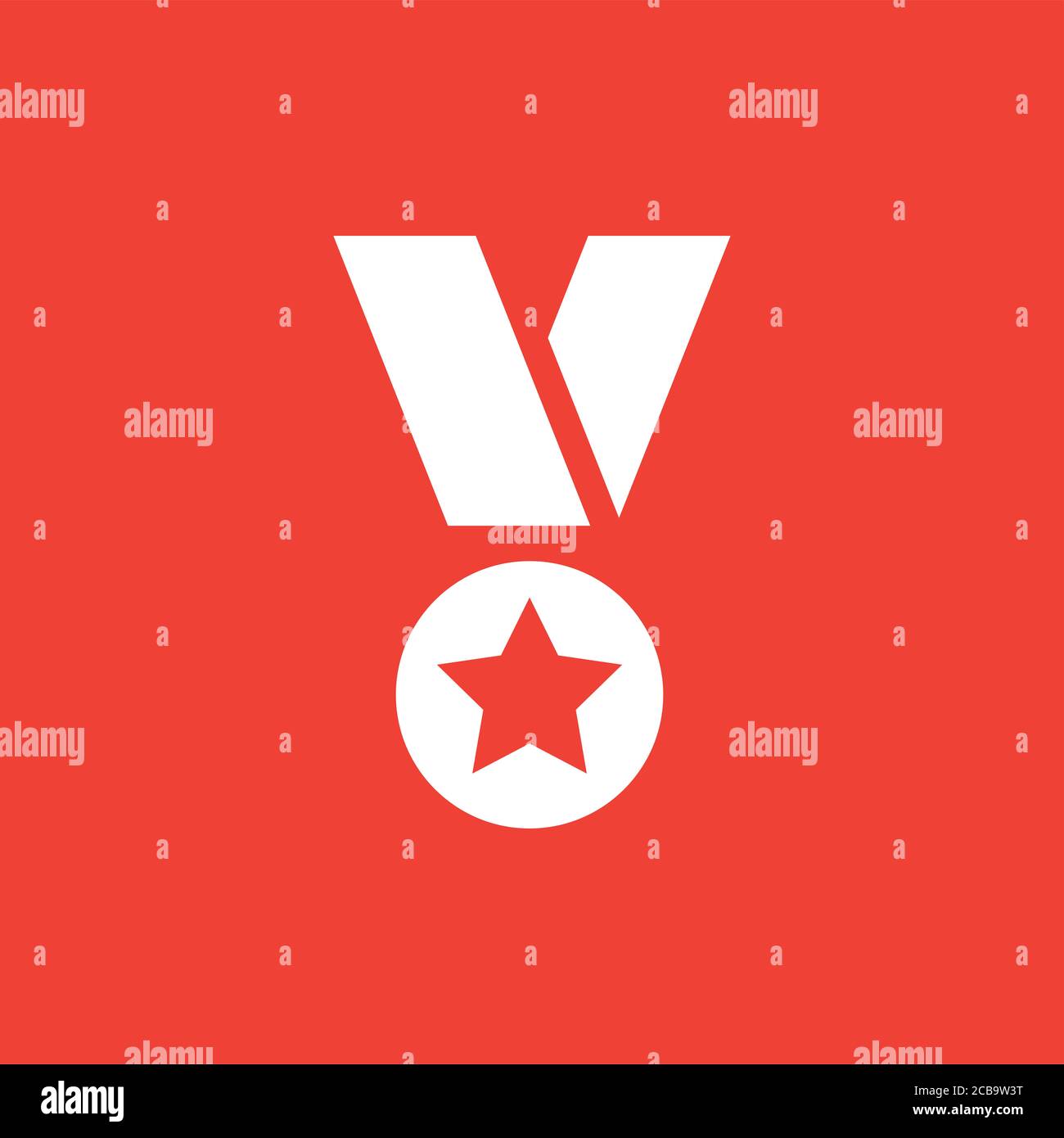 Medal Icon On Red Background. Red Flat Style Vector Illustration Stock ...