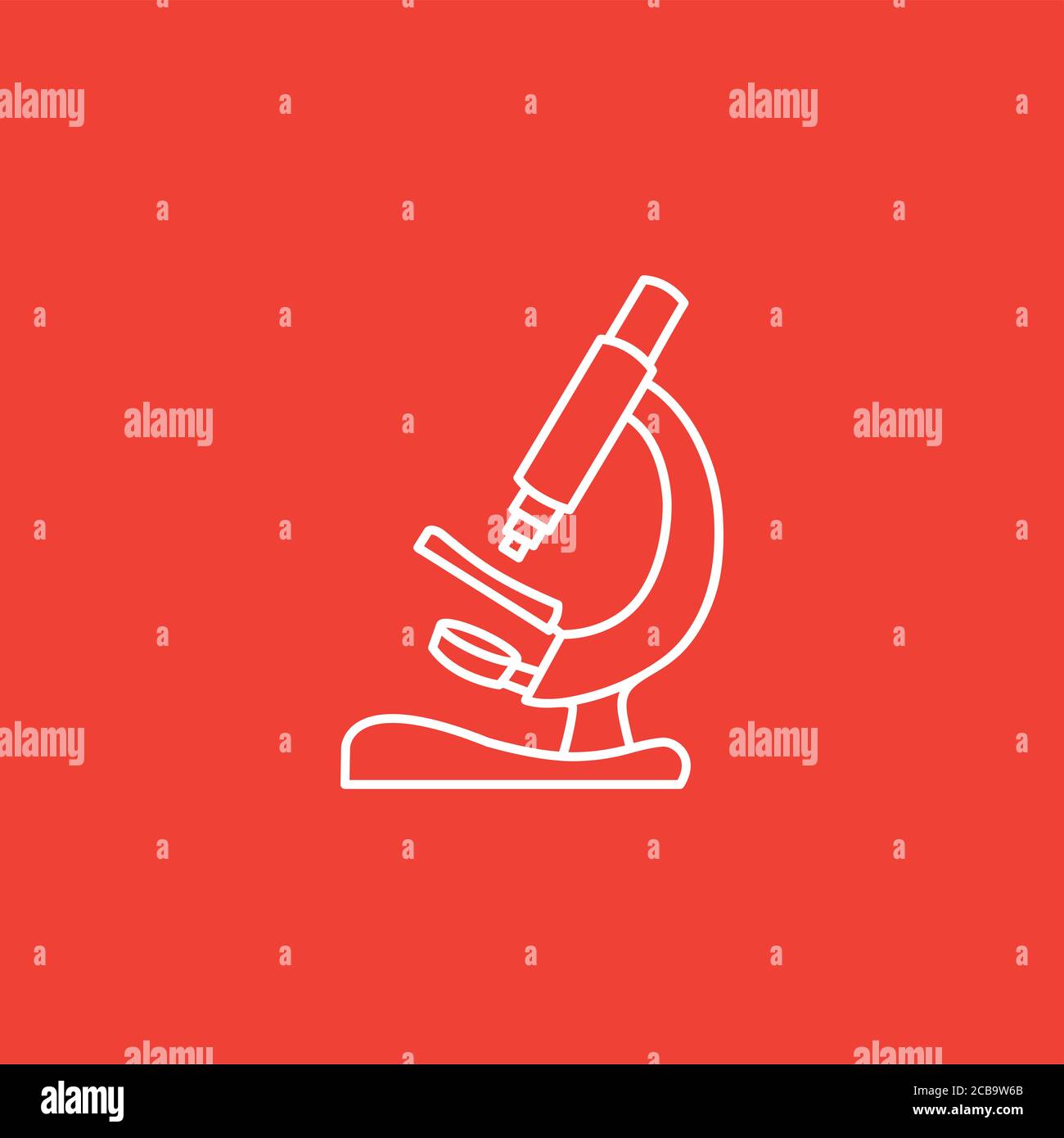 Microscope Line Icon On Red Background. Red Flat Style Vector ...
