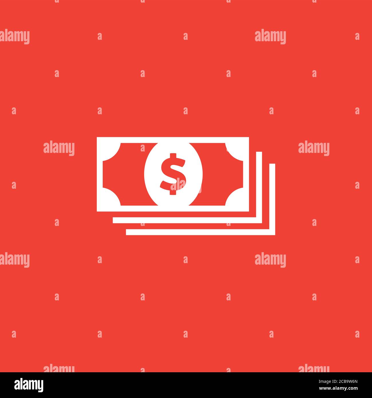 Money Icon On Red Background. Red Flat Style Vector Illustration Stock ...