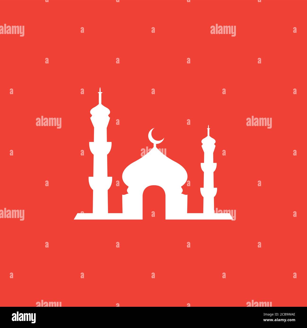 Mosque Icon On Red Background. Red Flat Style Vector Illustration Stock ...
