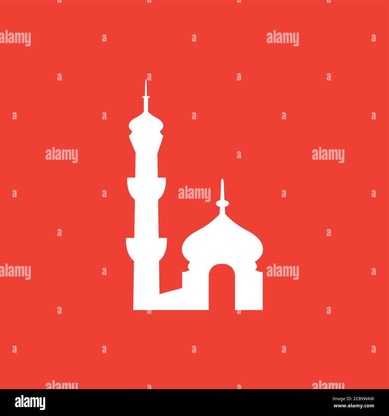 Mosque Icon On Red Background. Red Flat Style Vector Illustration Stock ...