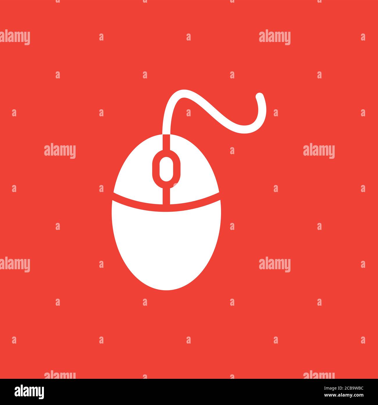 Mouse Icon On Red Background. Red Flat Style Vector Illustration Stock ...