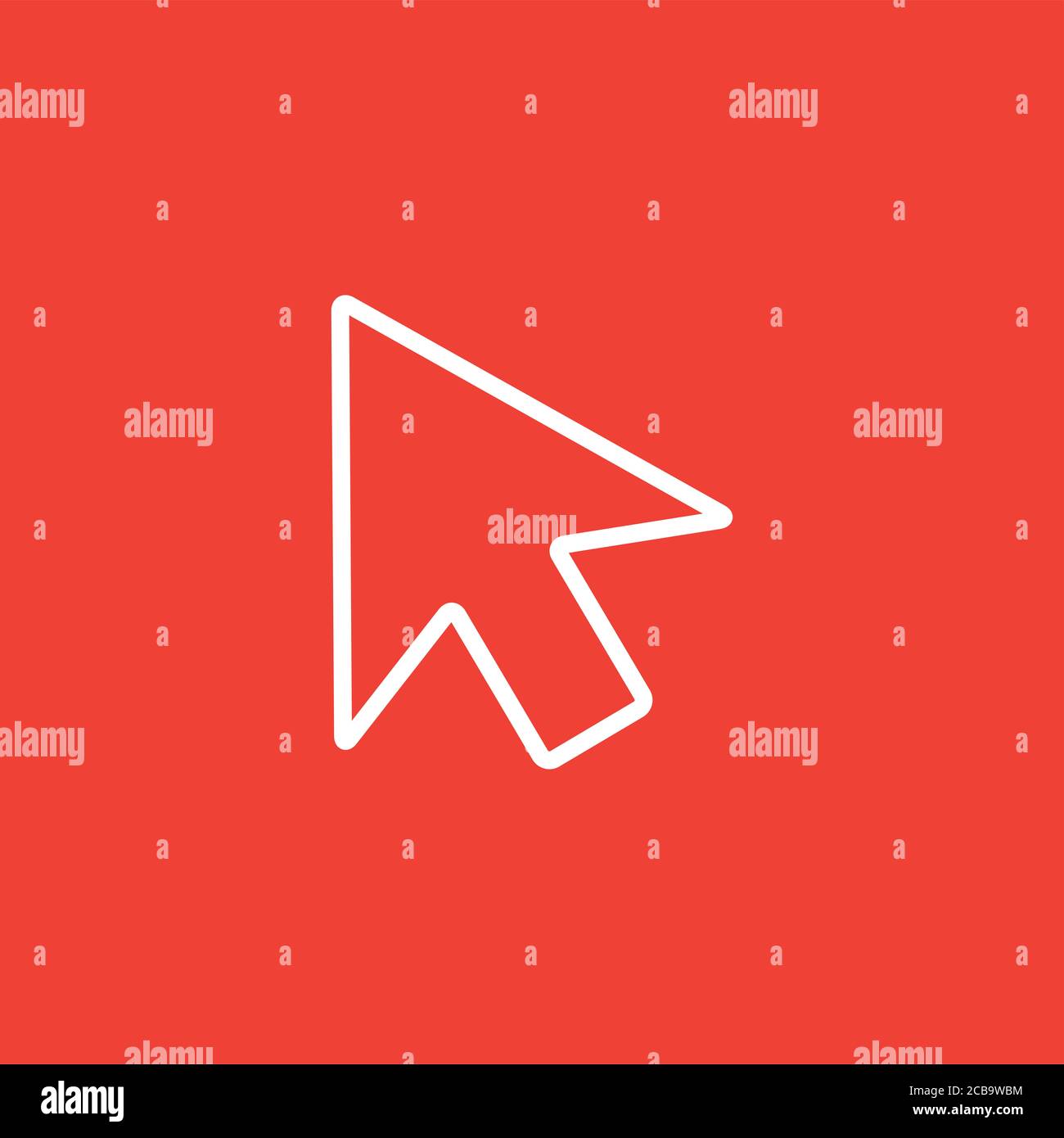 Mouse Cursor Line Icon On Red Background. Red Flat Style Vector ...