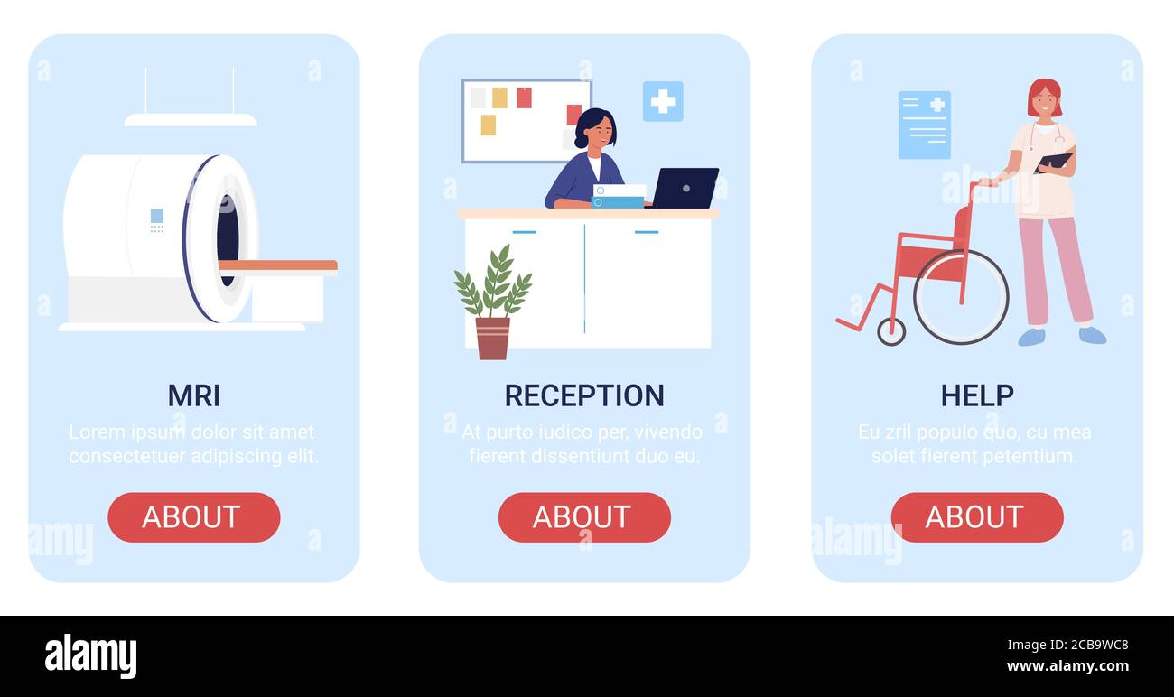 Hospital department vector illustrations. Cartoon flat mobile app ...