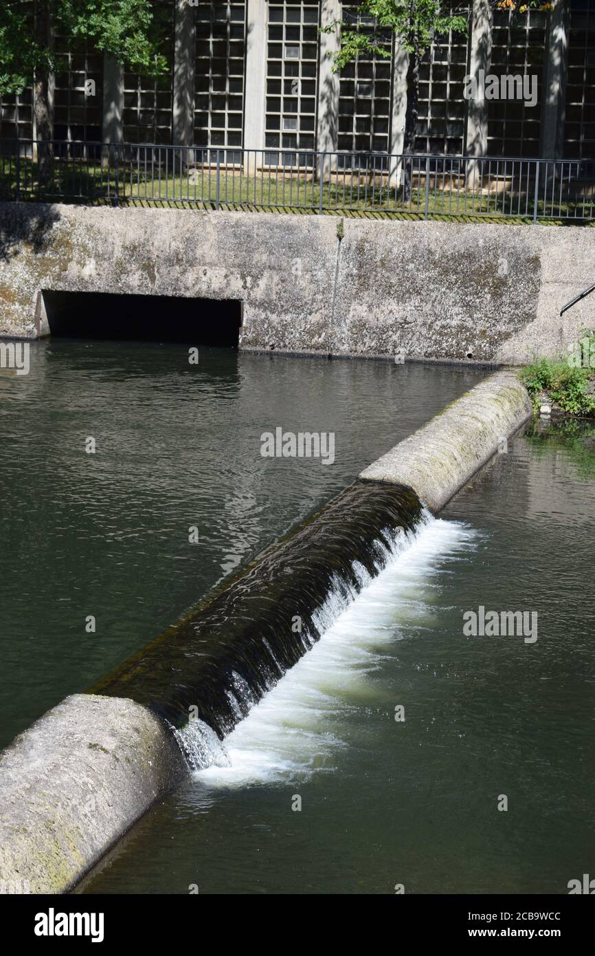 overflow of the reservoir Oleftalsperre, Hellenthal, Germany Stock ...