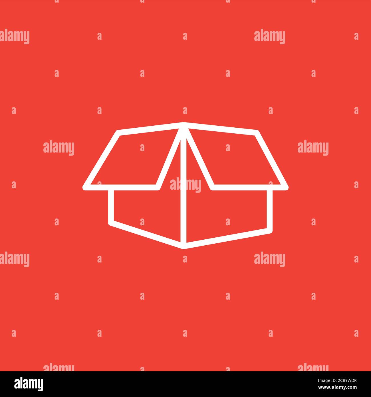 Open Box Line Icon On Red Background. Red Flat Style Vector ...