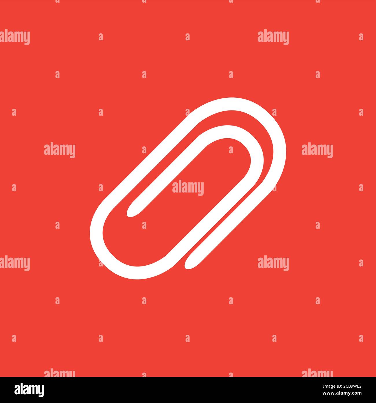 Paper Clip Icon On Red Background. Red Flat Style Vector Illustration ...
