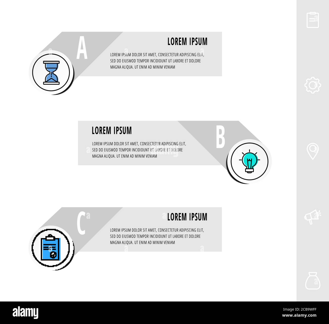 Infographics with 3 circles and labels. Abstract vector template. Can ...