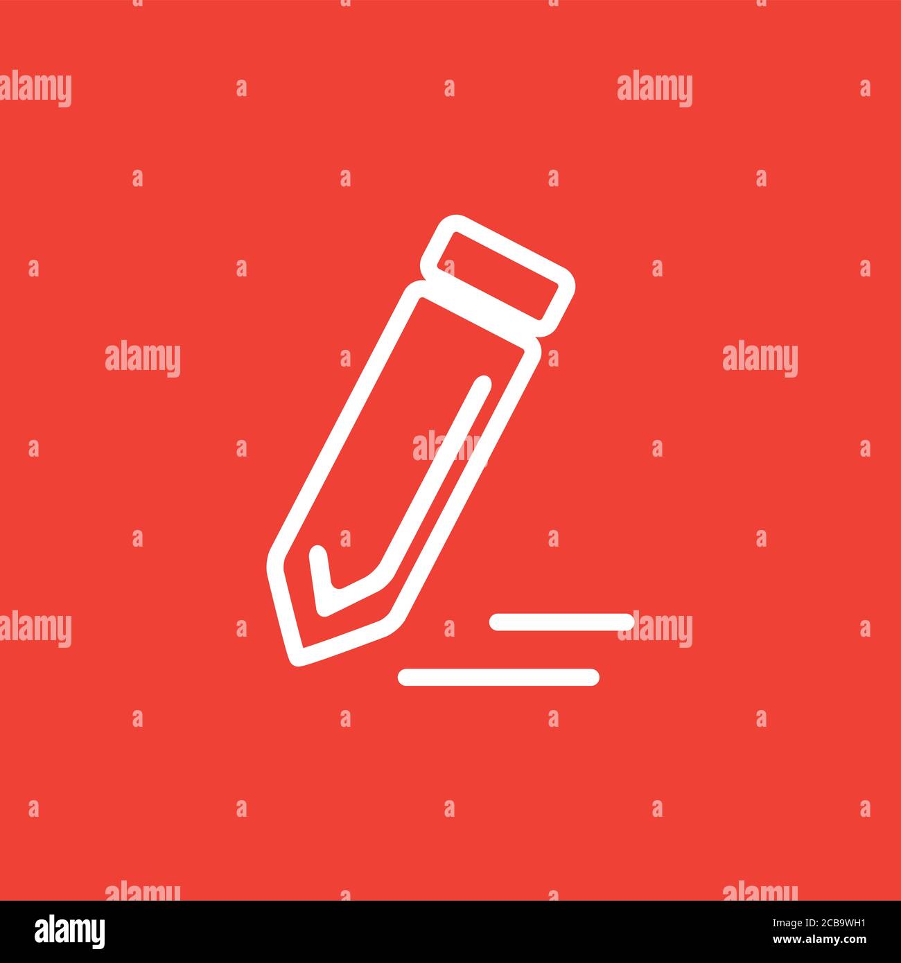 Pencil Line Icon On Red Background. Red Flat Style Vector Illustration ...