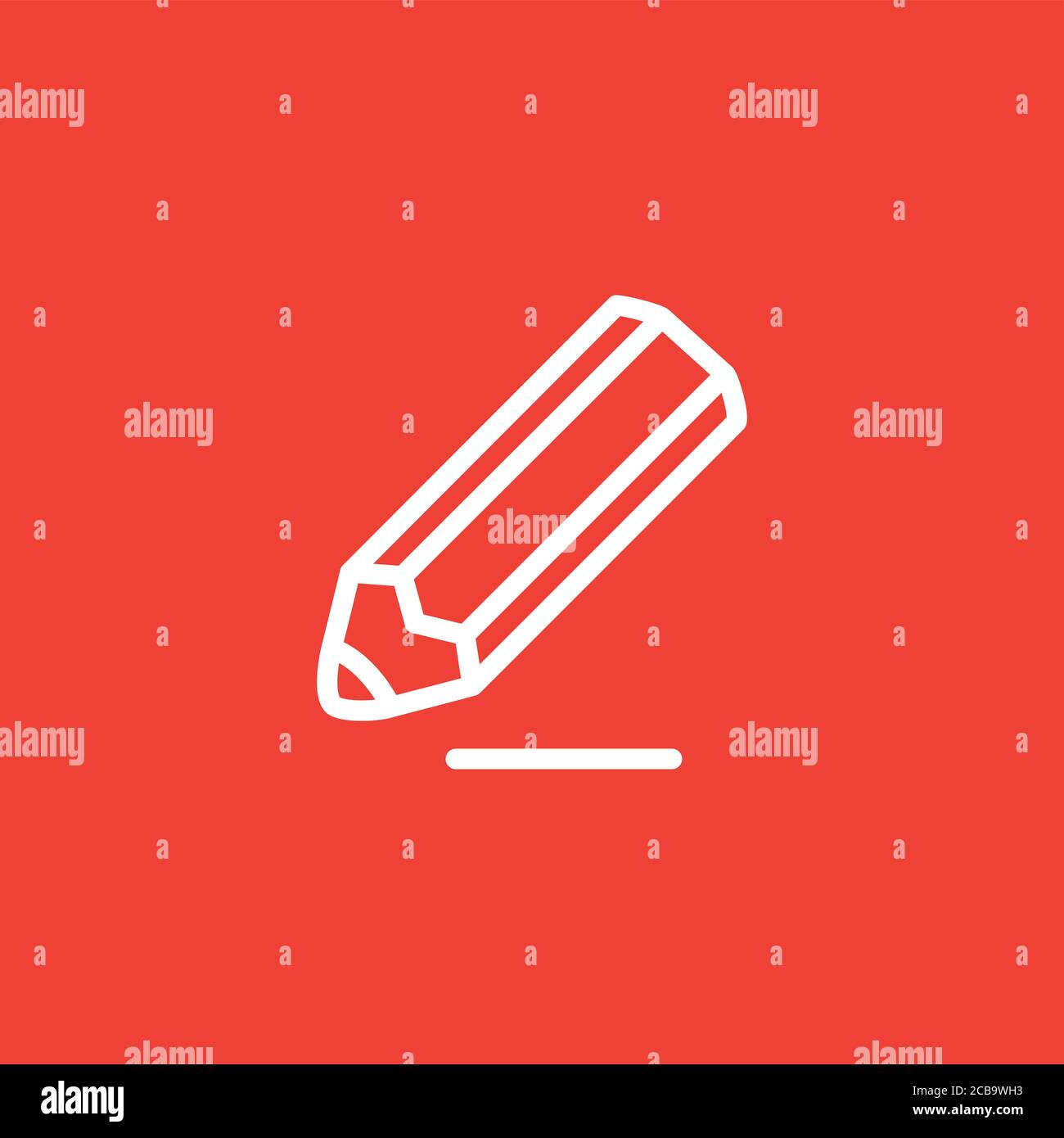 Pencil Line Icon On Red Background. Red Flat Style Vector Illustration ...