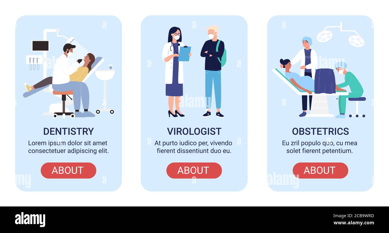 Hospital department vector illustration banner set. Cartoon flat mobile ...