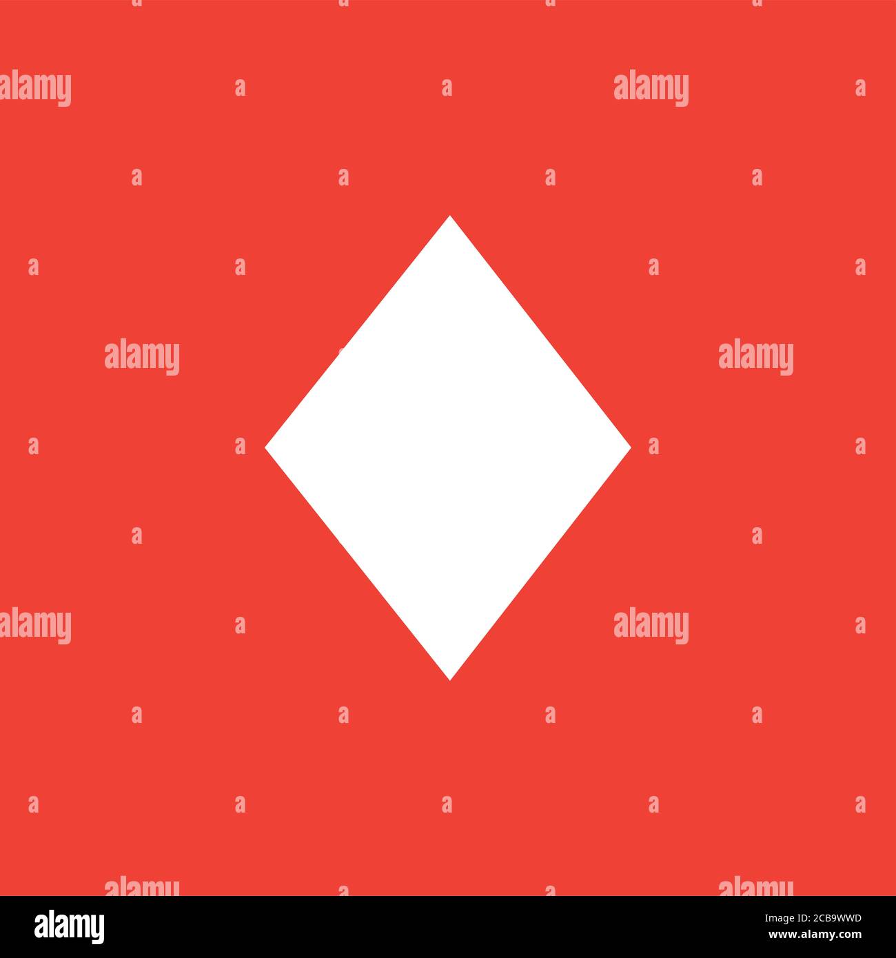 Playing Card Diamond Icon On Red Background. Red Flat Style Vector ...
