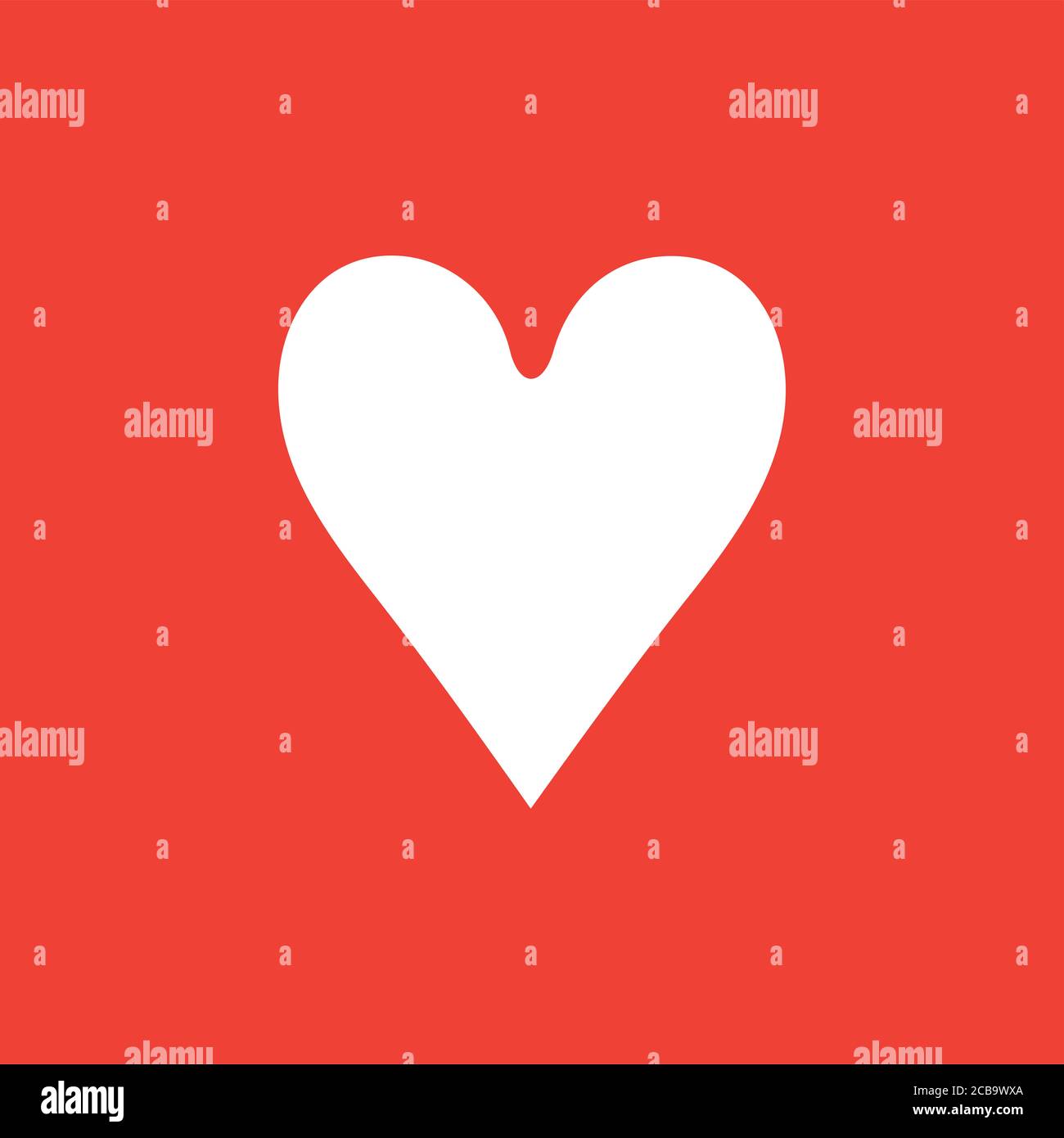 Playing Card Heart Icon On Red Background. Red Flat Style Vector ...