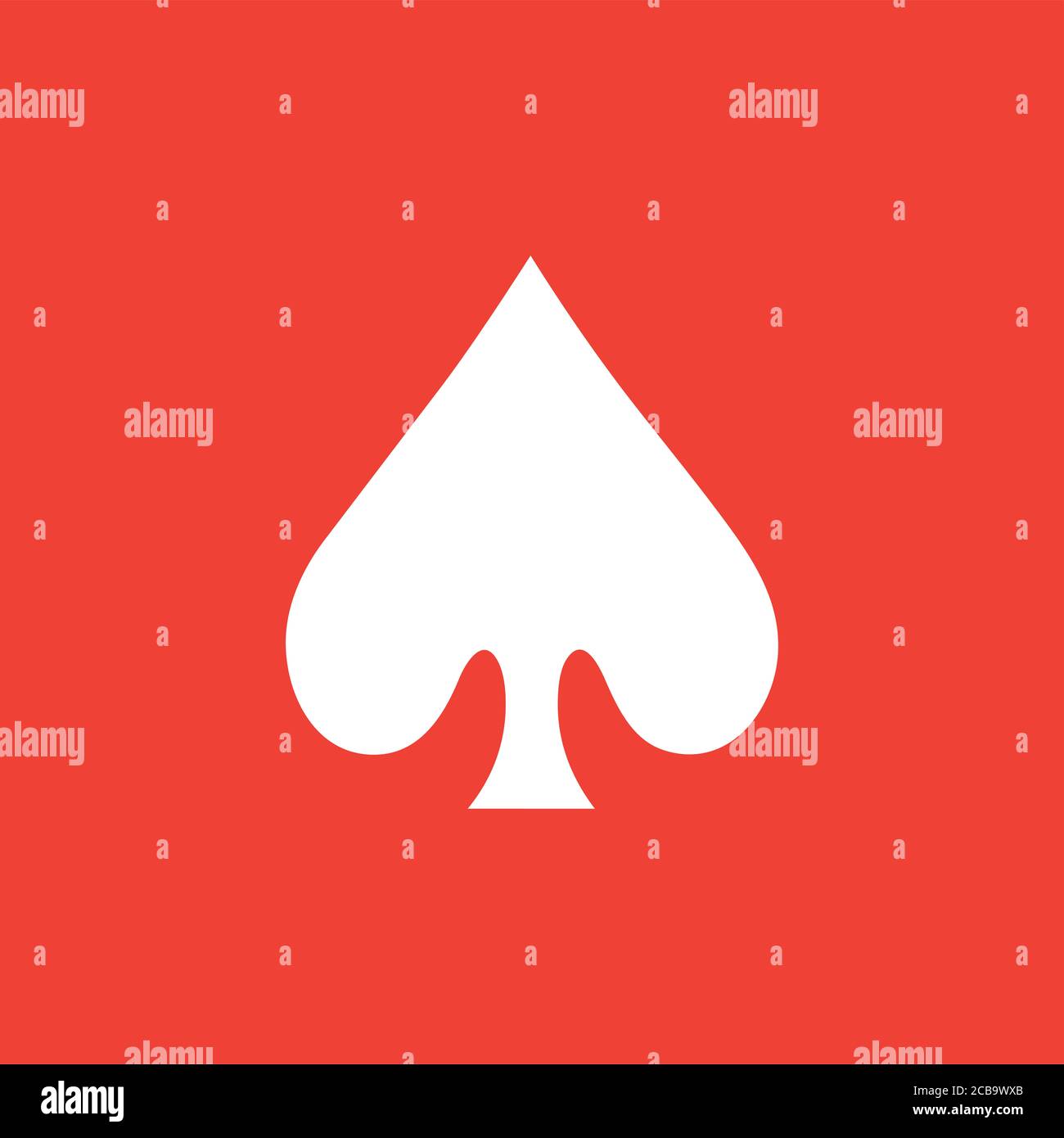 Playing Card Spade Icon On Red Background. Red Flat Style Vector ...