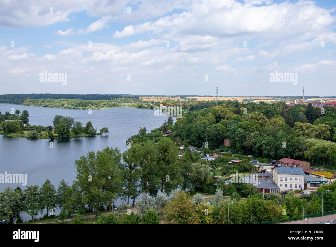 Aerial view of Waren, lake Muritz, Mecklenburg Western-Pomerania ...