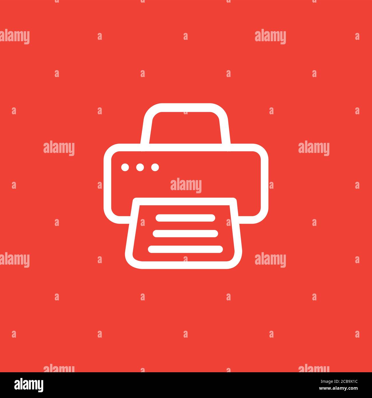 Printer Line Icon On Red Background. Red Flat Style Vector Illustration ...