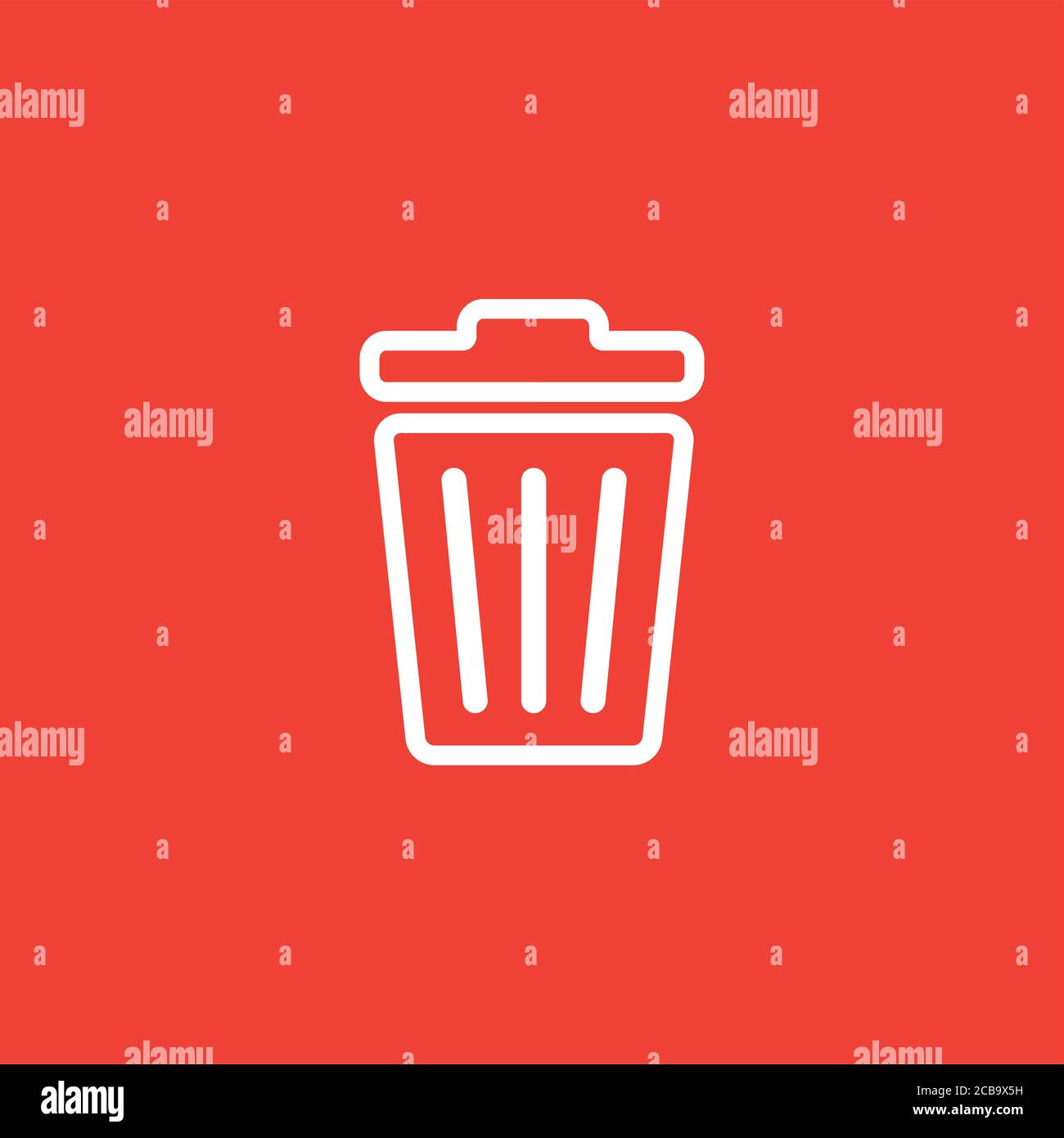 Recycle Bin Line Icon On Red Background. Red Flat Style Vector ...