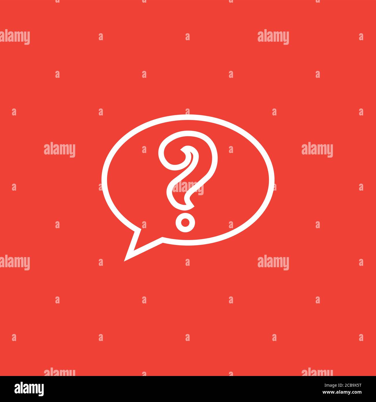 Question Line Icon On Red Background. Red Flat Style Vector ...