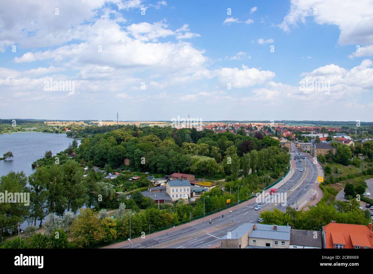 Aerial view of Waren, lake Muritz, Mecklenburg Western-Pomerania ...