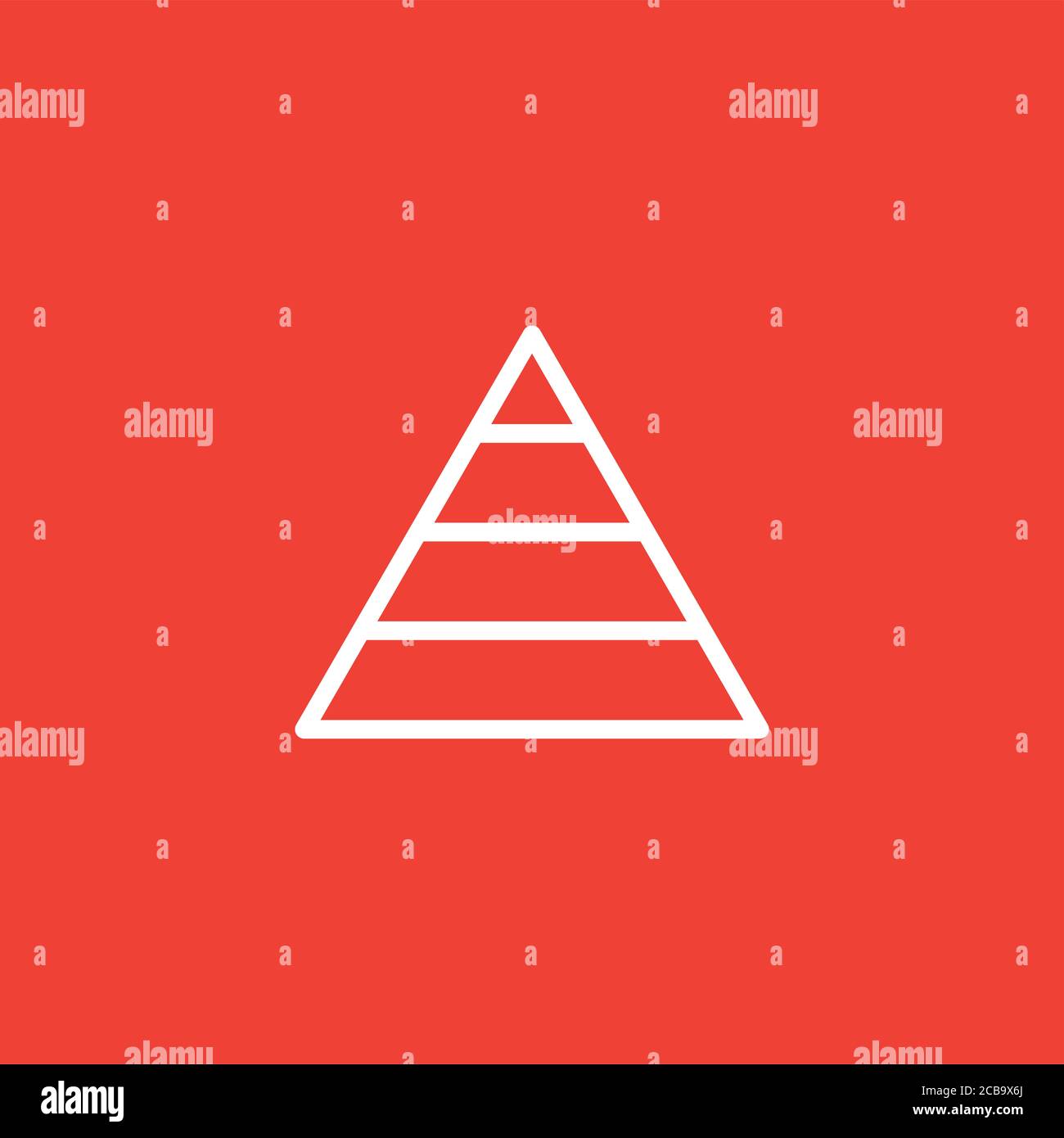 Pyramid Line Icon On Red Background. Red Flat Style Vector Illustration ...