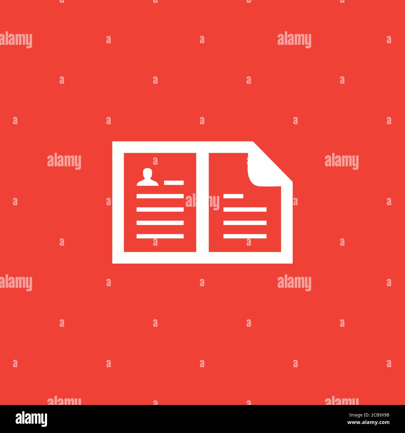 Resume Icon On Red Background. Red Flat Style Vector Illustration Stock ...