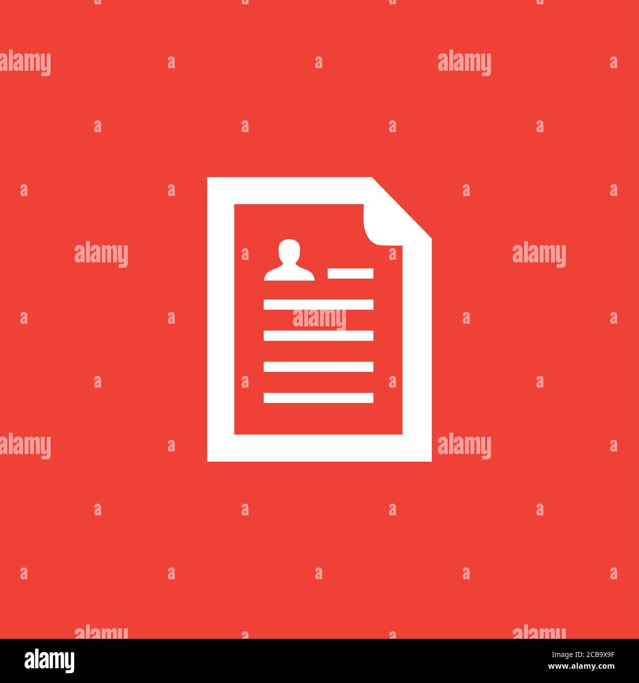 Resume Icon On Red Background. Red Flat Style Vector Illustration Stock ...