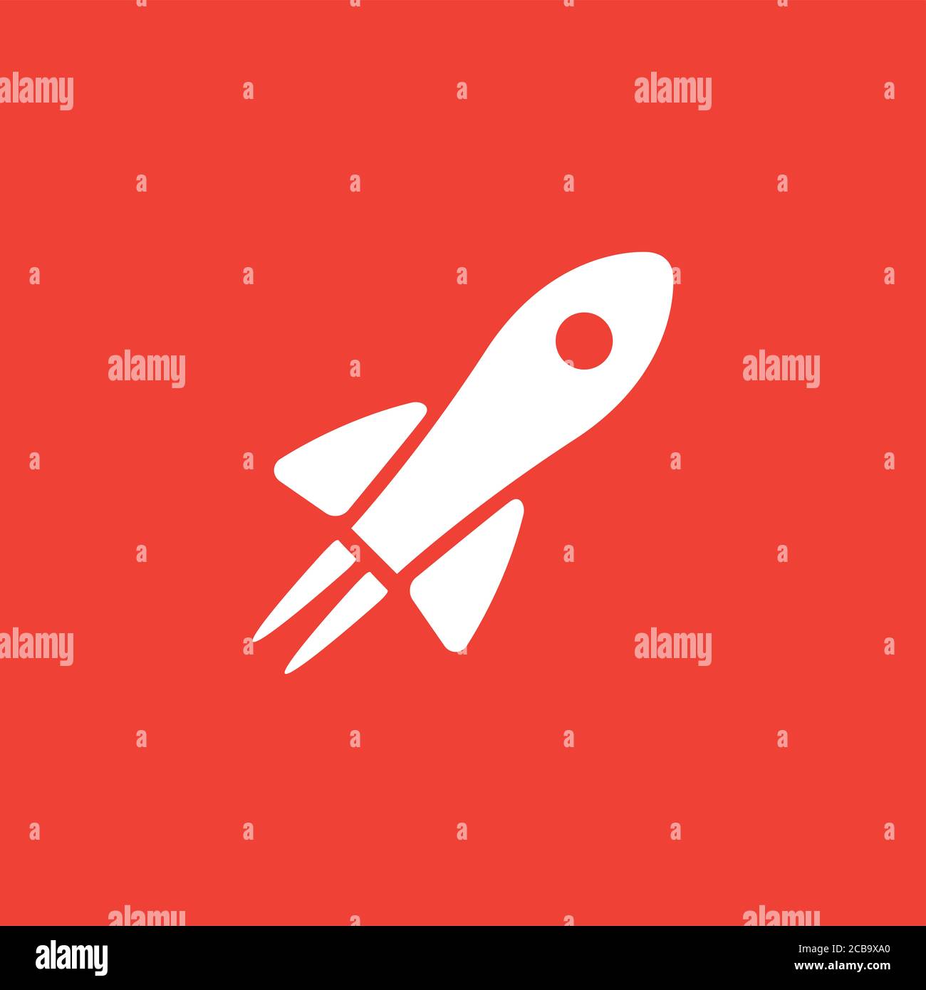 Rocket Icon On Red Background. Red Flat Style Vector Illustration Stock ...