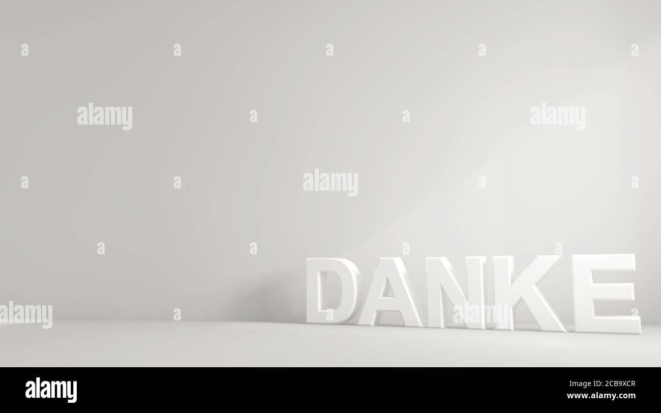 German word "DANKE" with white letters on a white background Stock ...