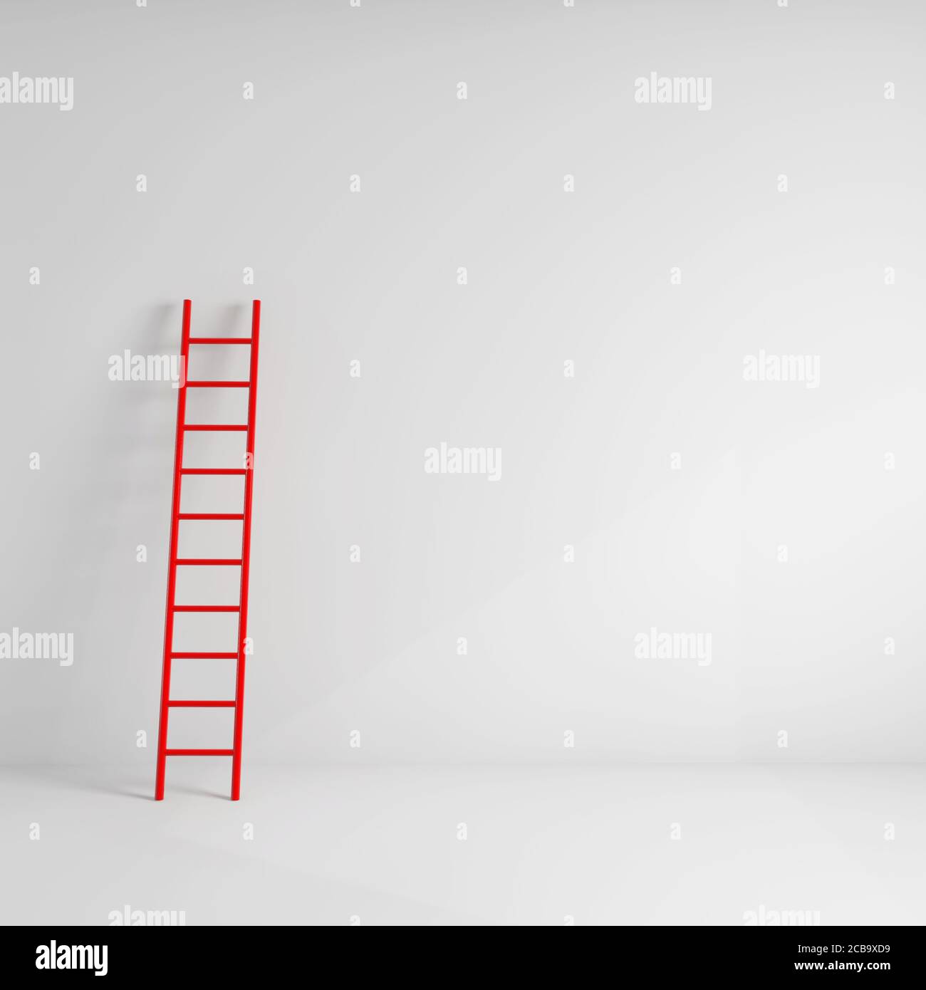 Illustration of a red step ladder leaning against a white wall Stock ...