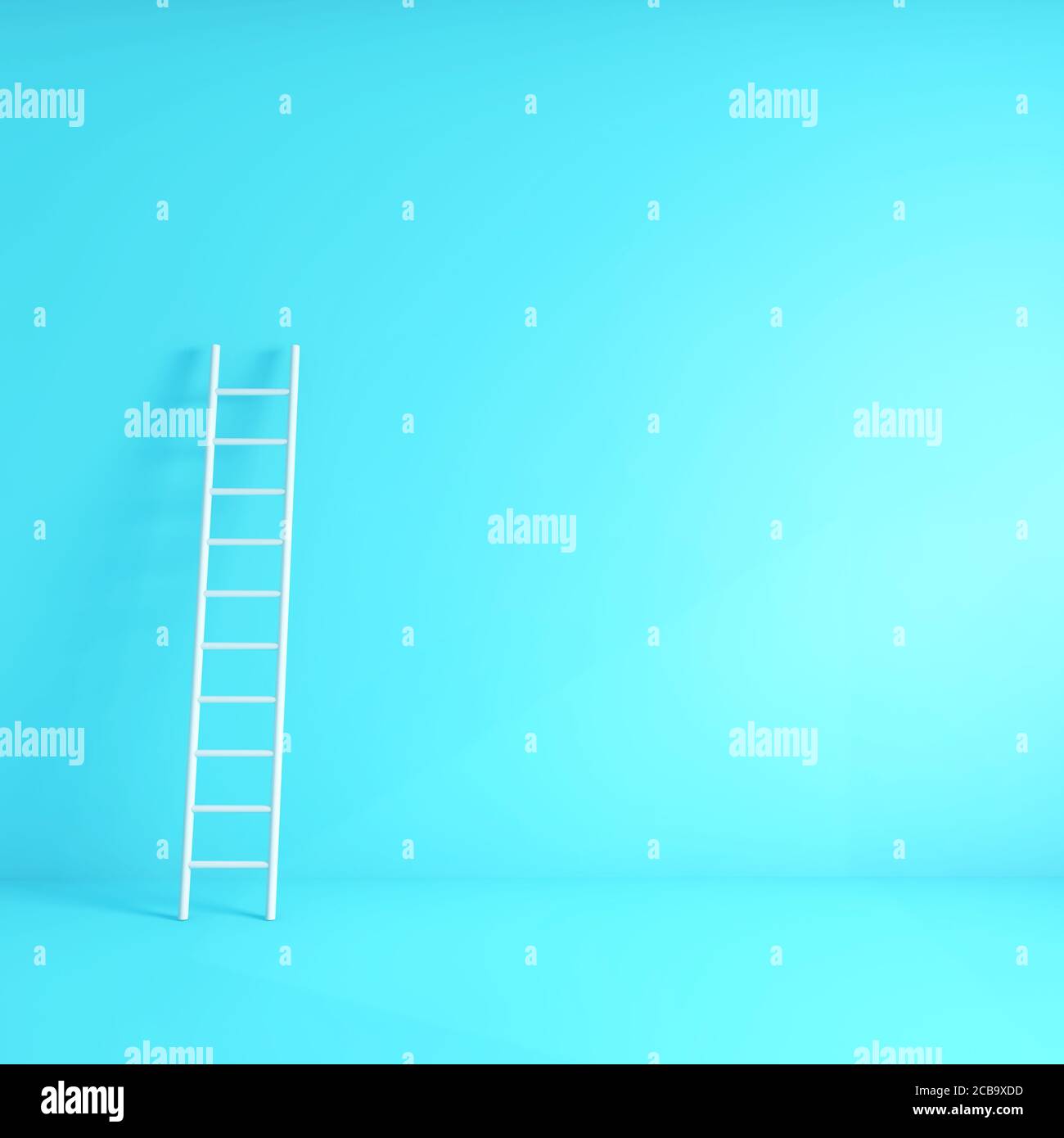 Illustration of a white step ladder leaning against a blue wall Stock ...