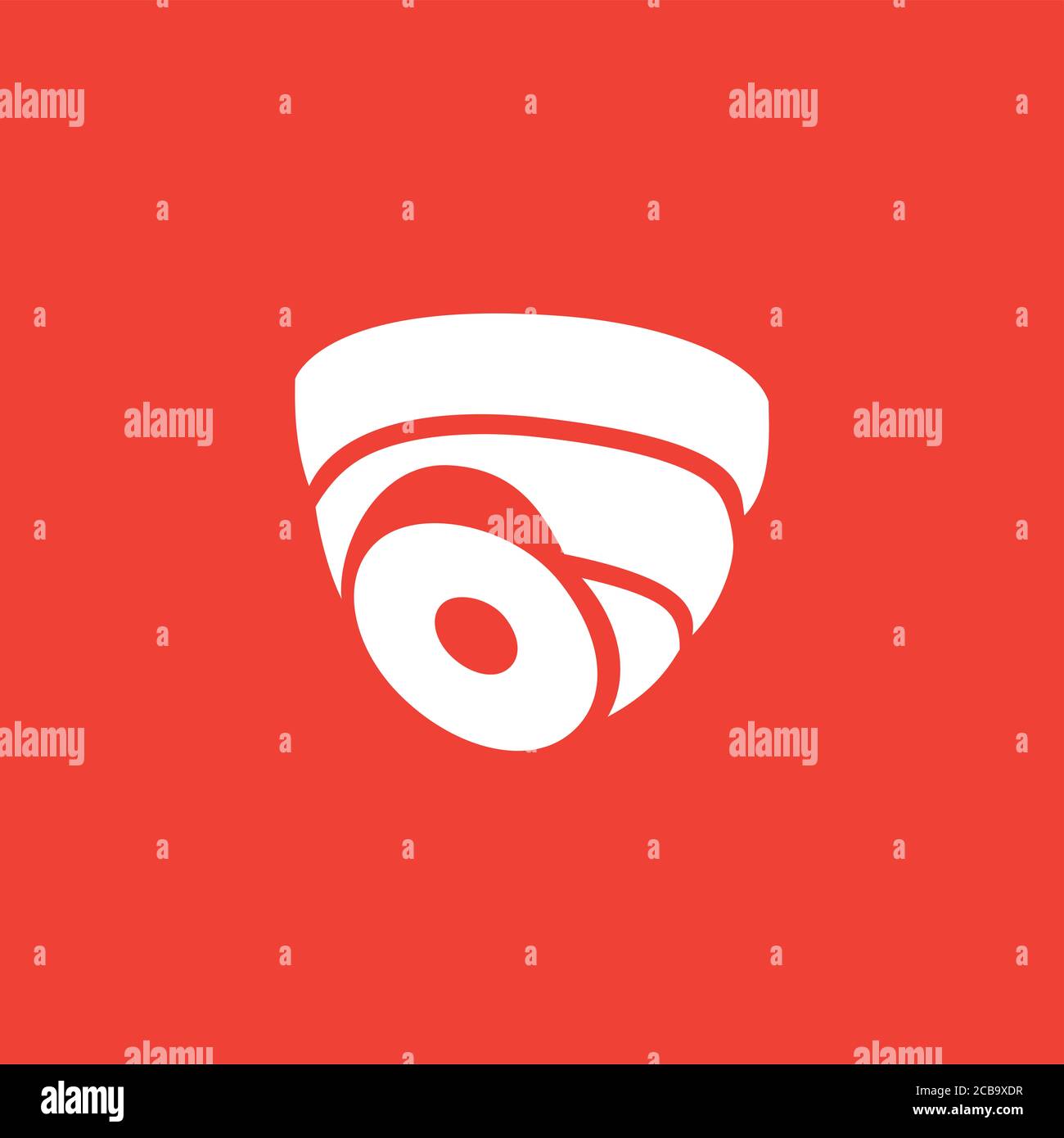 Security Camera Dome Icon On Red Background. Red Flat Style Vector ...