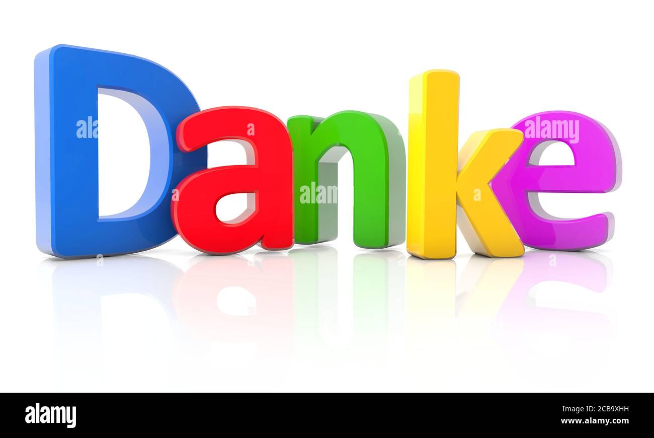Illustration of the word thank you written in german in colorful ...