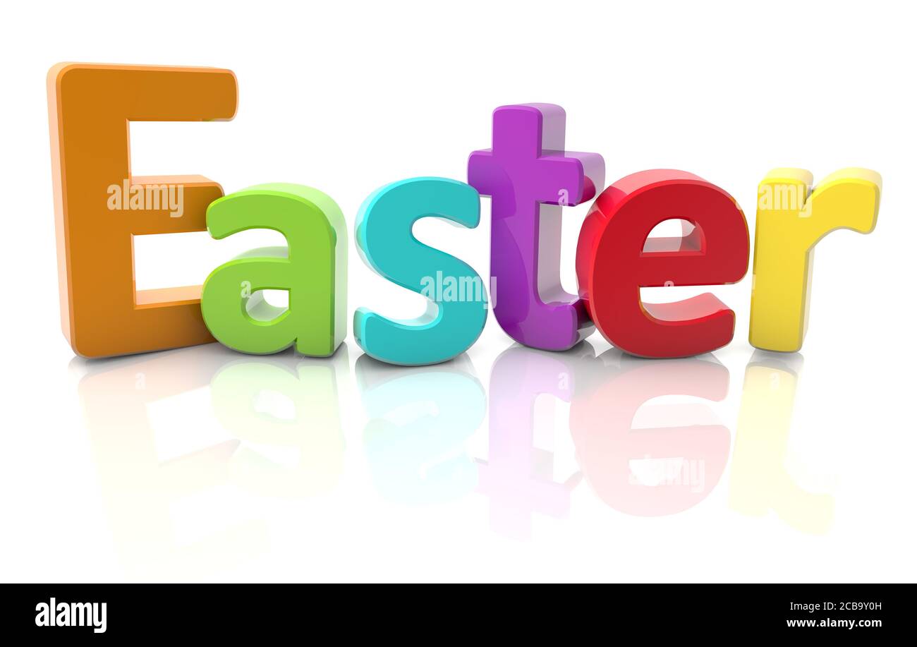 3d render of the word " Easter" with colorful letters on a white ...
