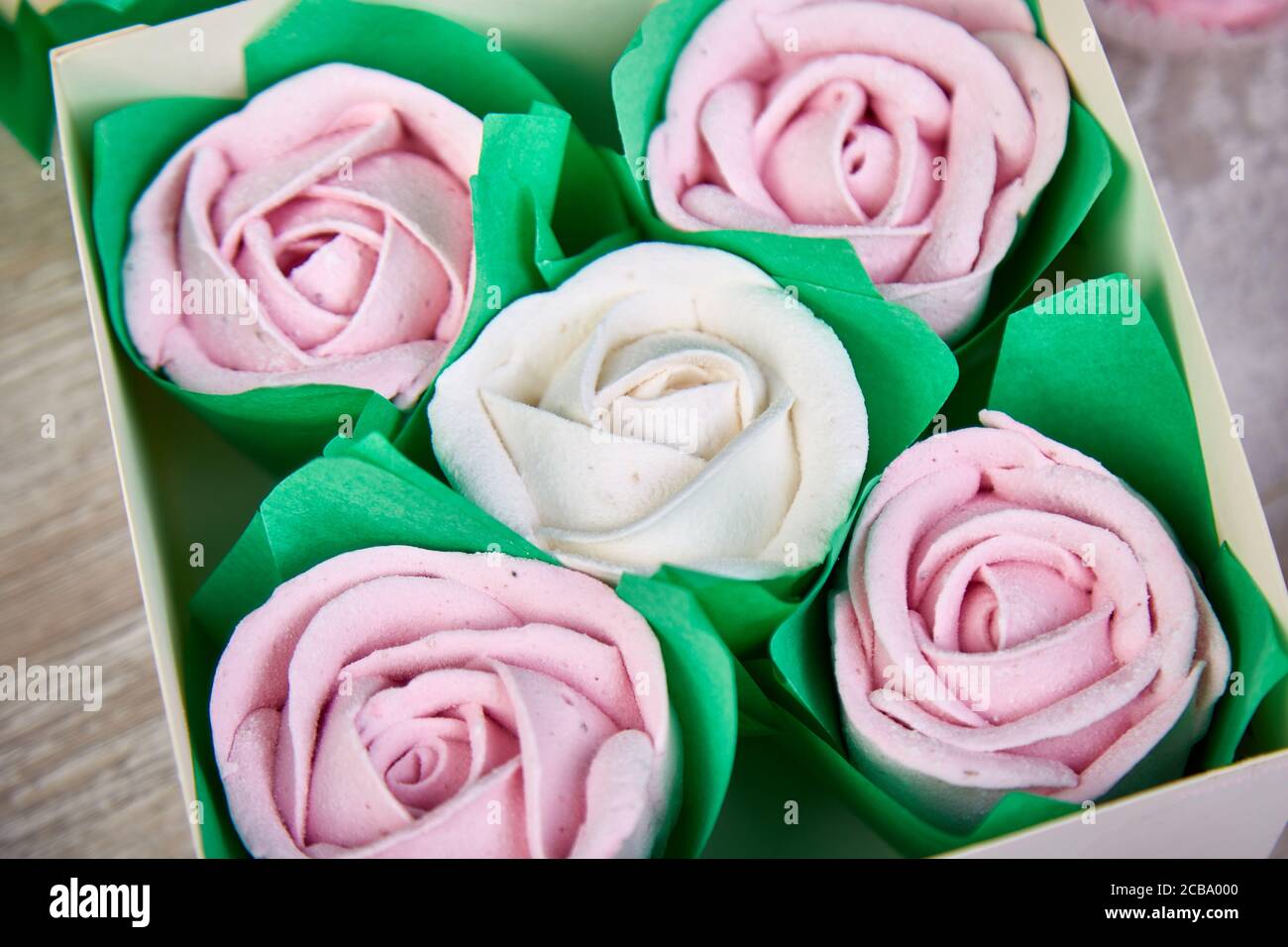 Gift box with homemade pastel multi color marshmallows Stock Photo - Alamy
