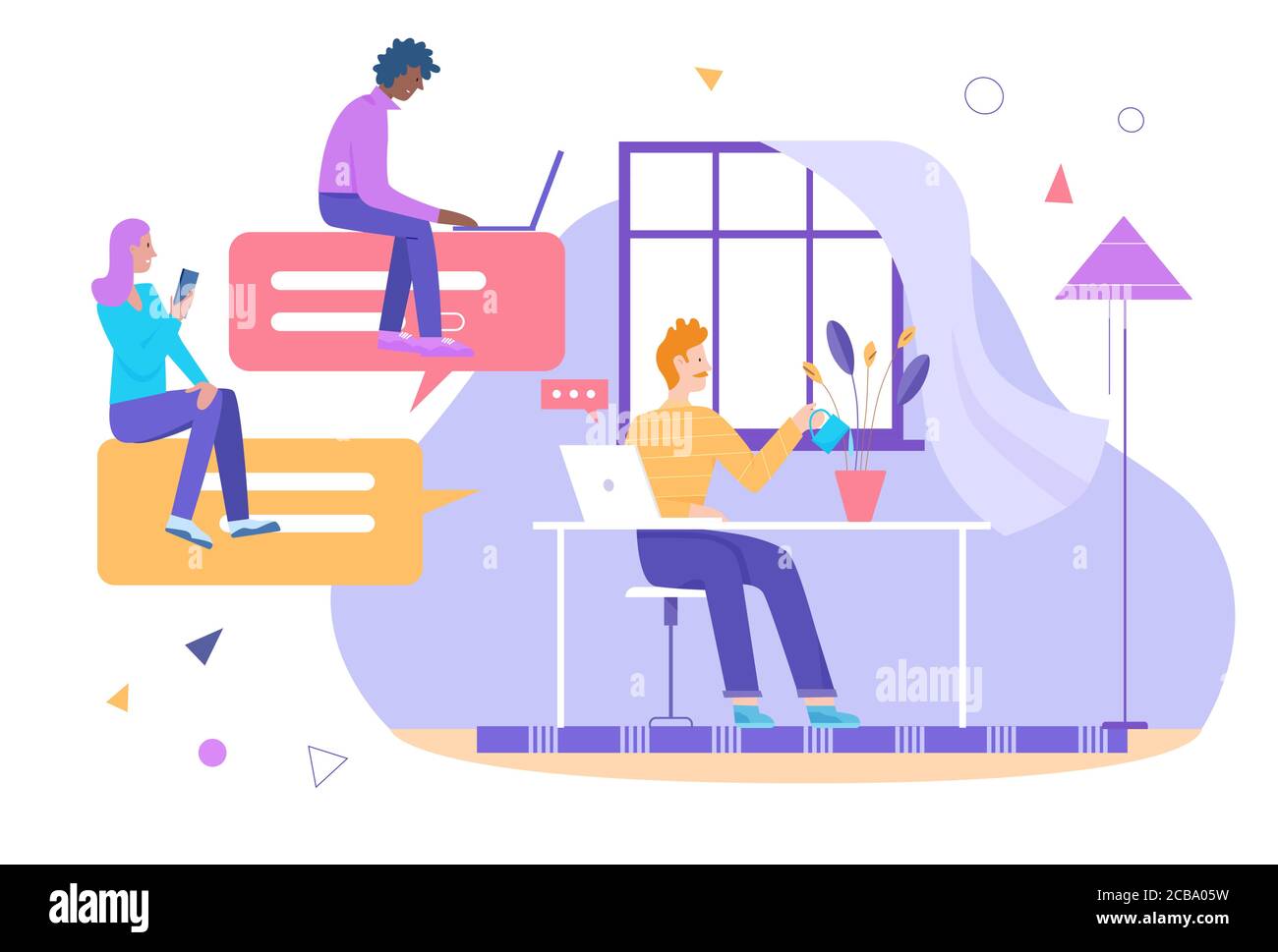 Positive young man woman Stock Vector Images - Alamy