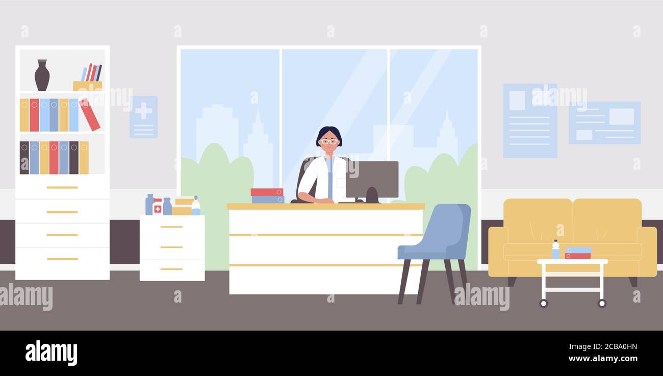 Cartoon doctor computer desk hi-res stock photography and images - Alamy