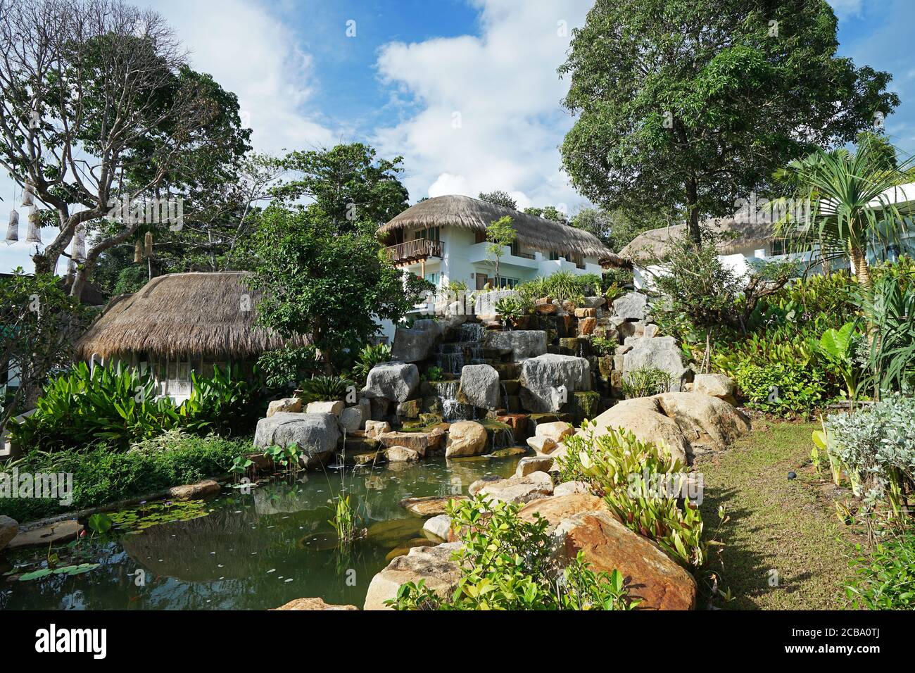 Exterior architecture and natural waterfall design of natural ecology ...
