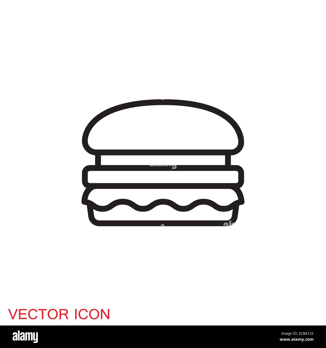 Burger icon, flat design Hamburger web icon. vector illustration Stock ...